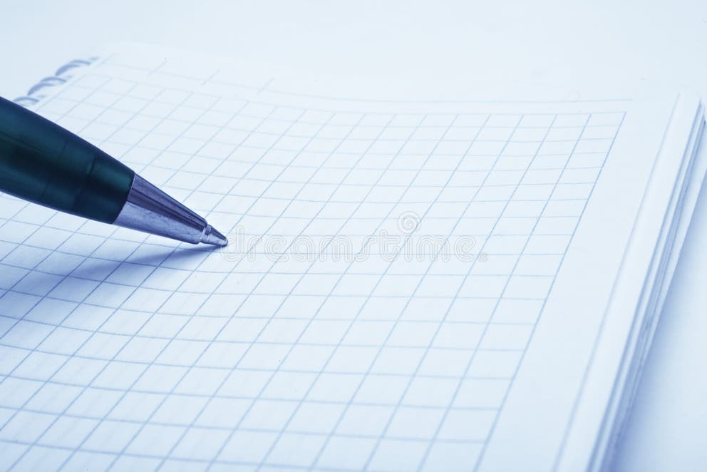 Ballpoint pen and notebook stock photo. Image of monochrome - 49872652