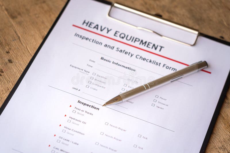 Industrial Heavy Equipment Inspection and Checklist Form. Stock Photo ...