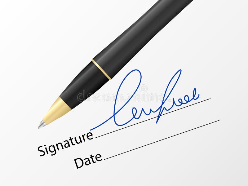 Signature and Ballpoint Pen Stock Illustration - Illustration of ...