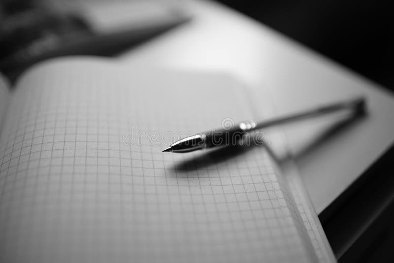 Ballpoint Pen on Squared Notebook Paper Stock Image - Image of note ...
