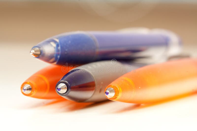 Ballpoint pens stock image. Image of table, pens, closeup - 44574737