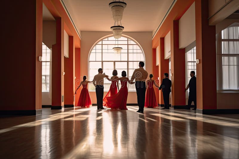 Ballroom Dancing in a Spacious Hall with Large Windows. Generative AI ...