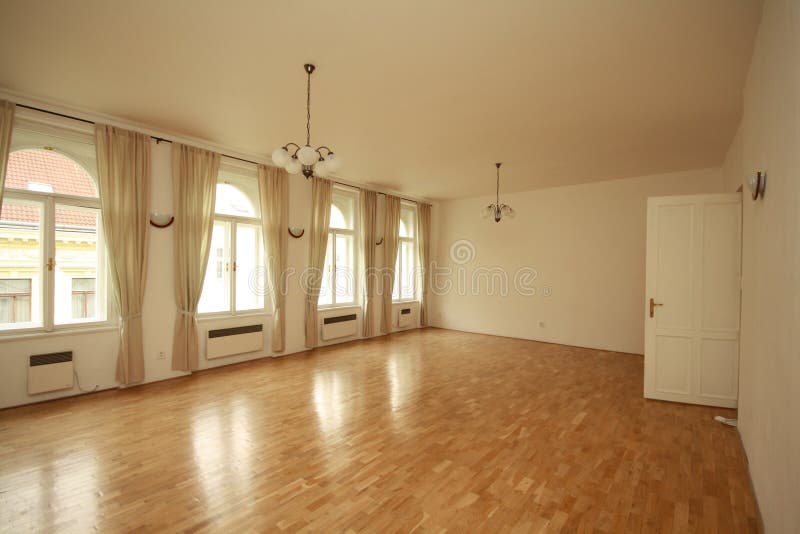 Empty Ballroom With Wooden Floor Stock Image - Image of indoors ...