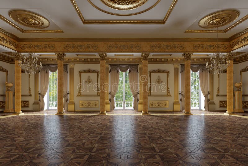 The Ballroom and Restaurant in Classic Style Stock Image - Image of ...