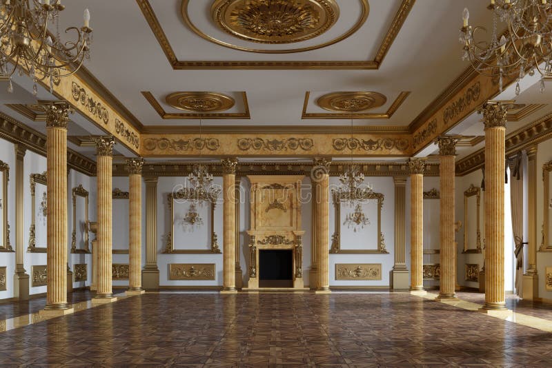The Ballroom and Restaurant in Classic Style Stock Image - Image of ...
