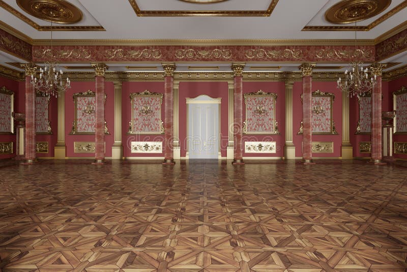 The Ballroom and Restaurant in Classic Style. 3D Render Stock ...