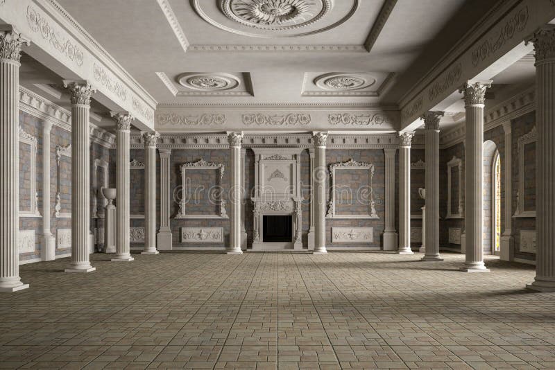 The Ballroom and Restaurant in Classic Style. 3D Render Stock ...