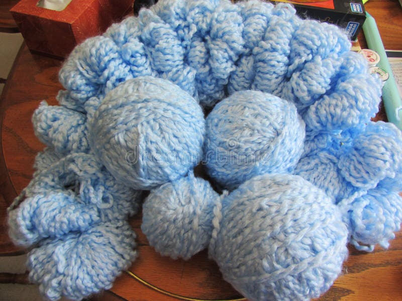 Balls of Baby Blue Yarn - Handcrafts Stock Photo - Image of shiny, yarn ...