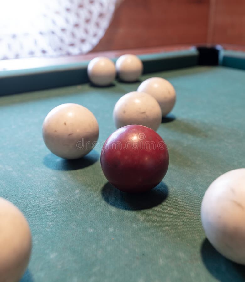 Balls on the Billiard Table. a Game Stock Image - Image of round, break ...