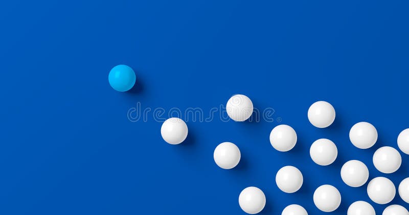 Balls on Blue Background. Leader Concept. Follow Stock Illustration ...