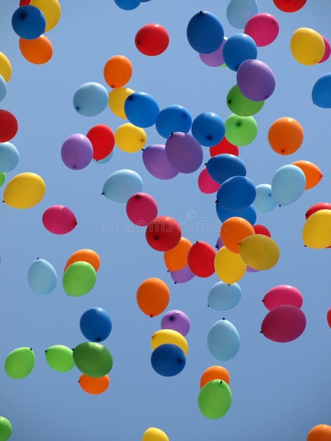 Balls on Blue Sky Background Stock Photo - Image of sunlight, multi ...
