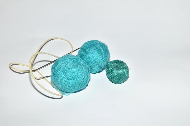 Balls of Blue Threads for Knitting and Knitting Needles. Stock Image ...