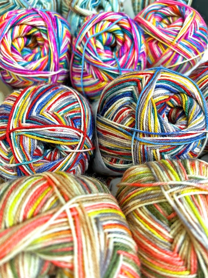 Balls of Bright Multi-colored Wool for Knitting Stock Photo - Image of ...