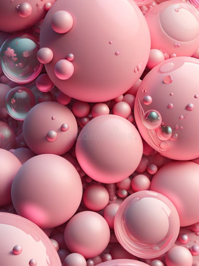 Balls and Bubbles with Pink Pastel Colors Stock Illustration ...