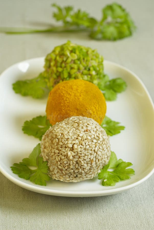 Balls from chicken paste stock photo. Image of greens - 10591330