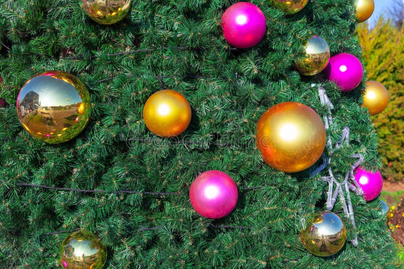 Balls at Christmas Tree stock photo. Image of holiday - 261864372
