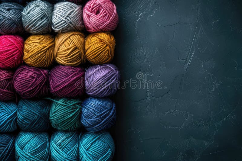 Balls of Colored Threads on Dark Background. Multicolored Threads Top ...