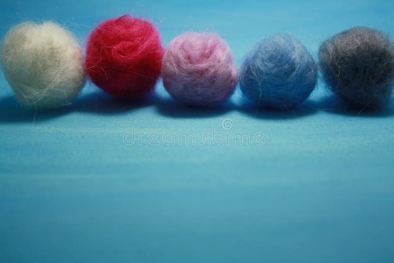 Balls of Colored Wool for Making Beads Stock Image - Image of table ...