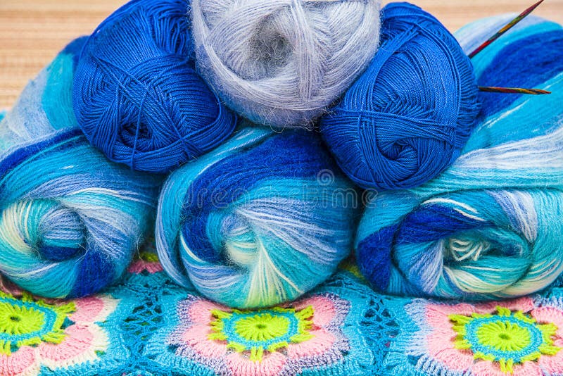 Balls of Colored Yarn. Multi- Wool in Stock Image - Image of scarf ...