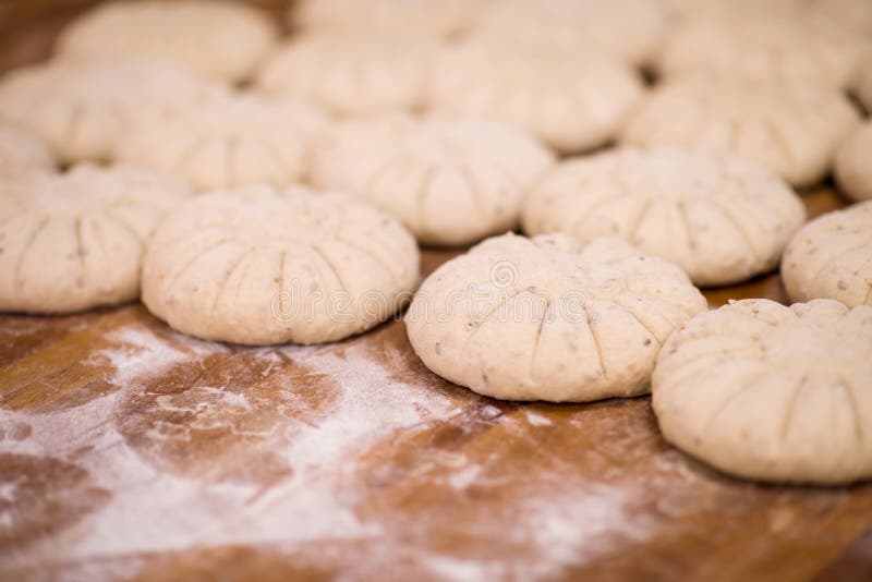 Balls of Dough Bread Getting Ready To Be Baked Stock Image - Image of ...