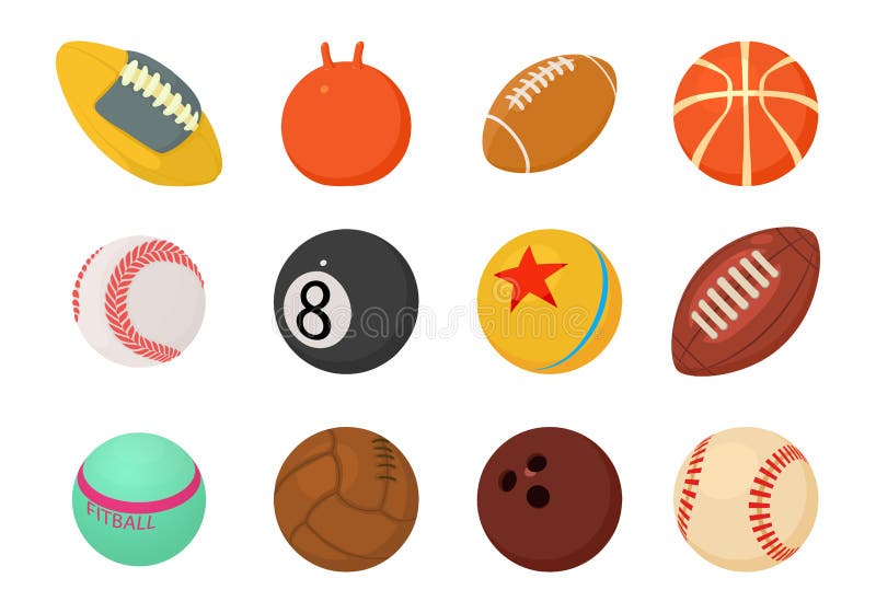 Balls Icon Set, Cartoon Style Stock Vector - Illustration of colorful ...
