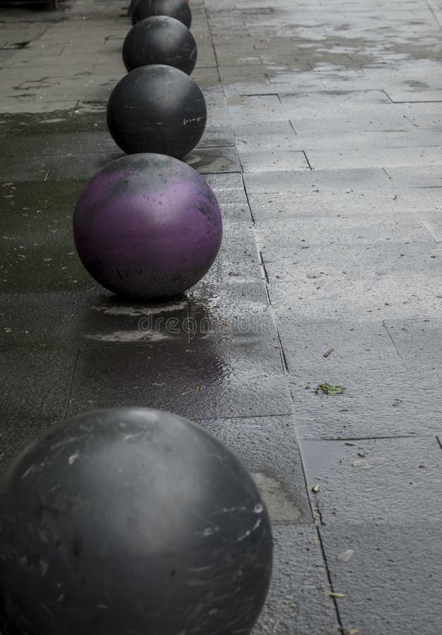 Balls on the pavement. stock image. Image of decor, geometric - 91046715