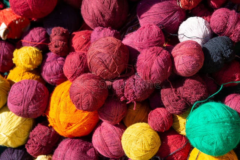 Balls of Peruvian Dyed Yarn Stock Photo - Image of cusco, culture ...