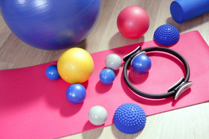 Balls Pilates Toning Stability Ring Roller Stock Photo - Image of floor ...