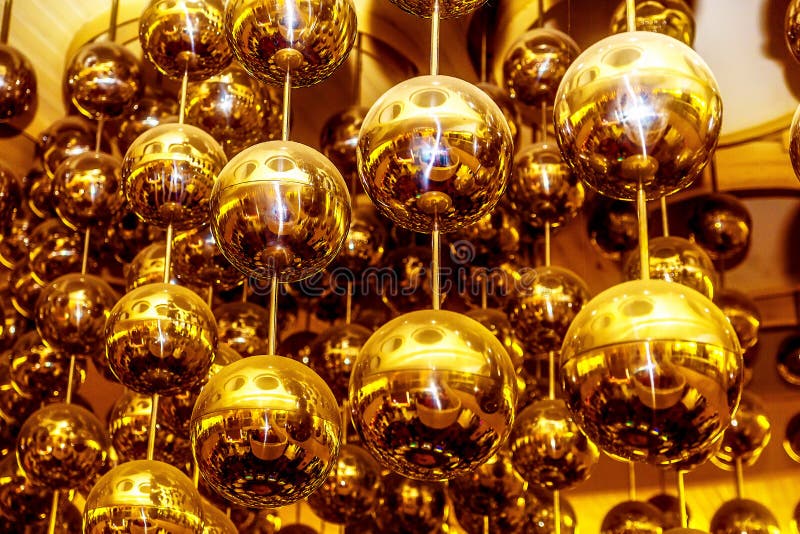 Balls with Reflection, Balls of Gold Color. Stock Image - Image of ...