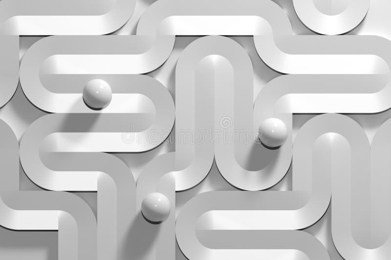 Balls Roll Along Curved Paths of the Labyrinth, Computer Graphic Design ...