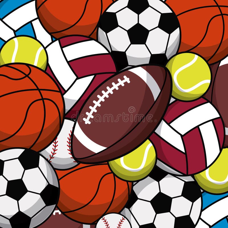 Balls Sport Game Various Seamless Pattern Stock Vector - Illustration ...