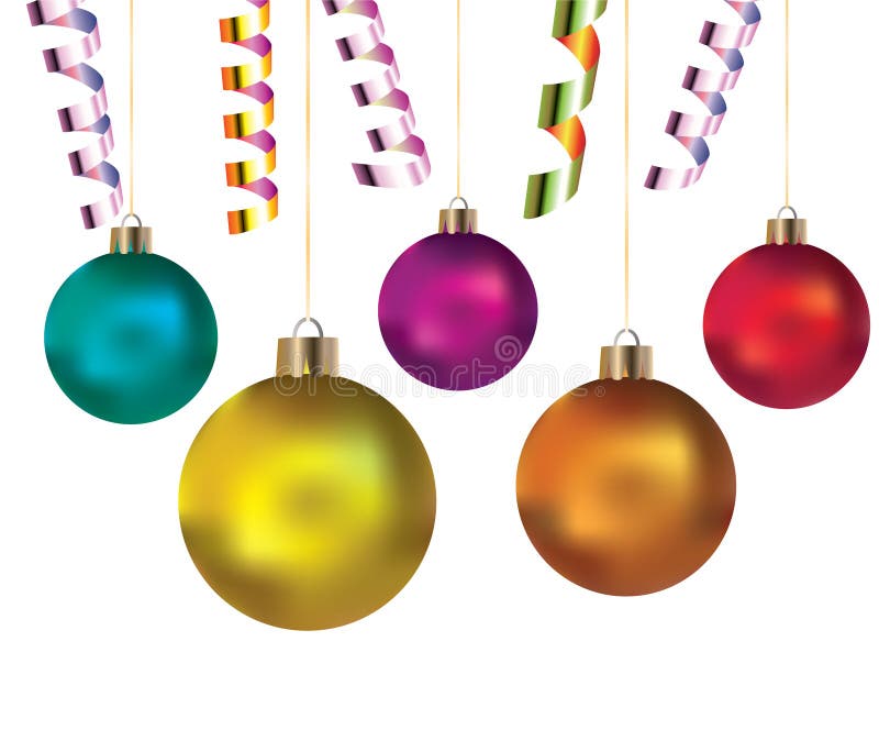 Balls and Streamers for Holiday Stock Vector - Illustration of orange ...