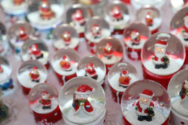 Balls with Water Inside and Santa Claus As Christmas Decoration Stock ...