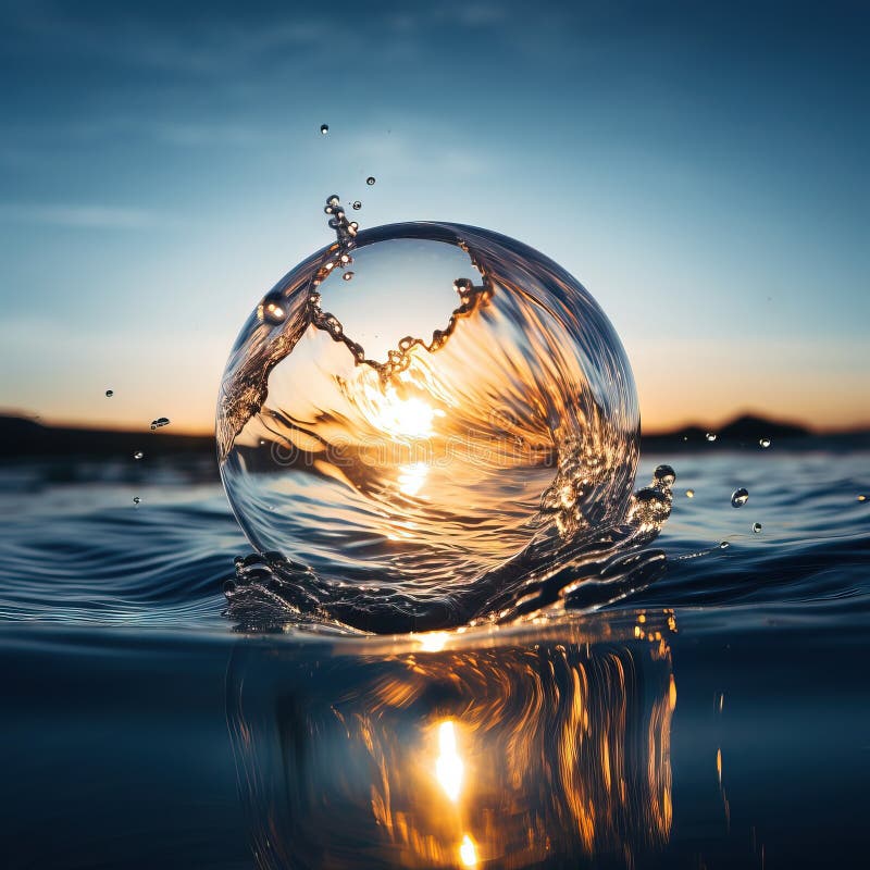 Balls of Water Suspended in Air with Ripples. Generative AI Stock ...
