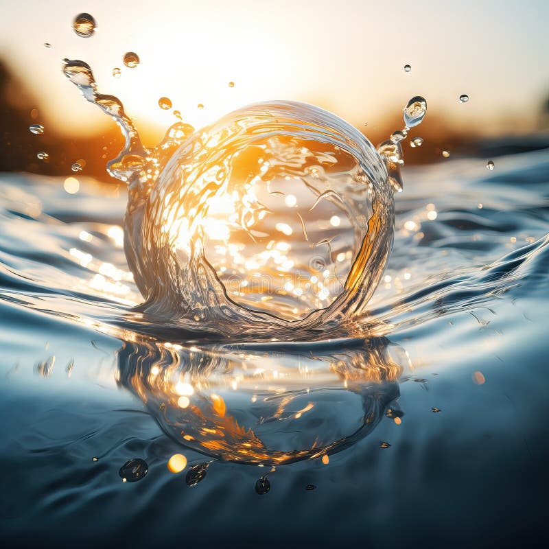 Balls of Water Suspended in Air with Ripples. Generative AI Stock ...