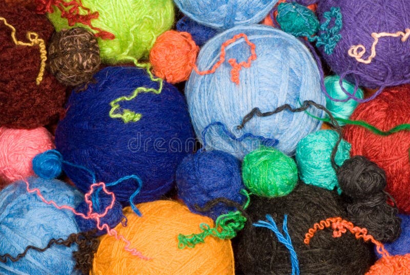 Balls Of Wool Yarn And Knitting Needles Stock Image - Image of material ...