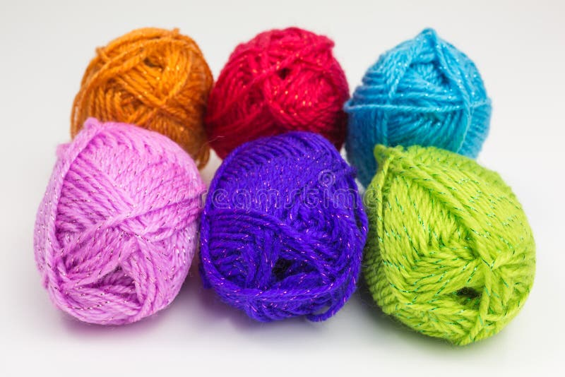 Balls of Wool with Knitting Needles Stock Photo - Image of fiber ...