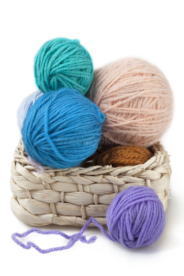 Balls of Wool in the Basket Stock Image - Image of pink, needlework ...