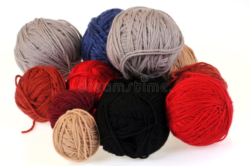 Balls of Wool of Different Colors on a White Background Stock Photo ...
