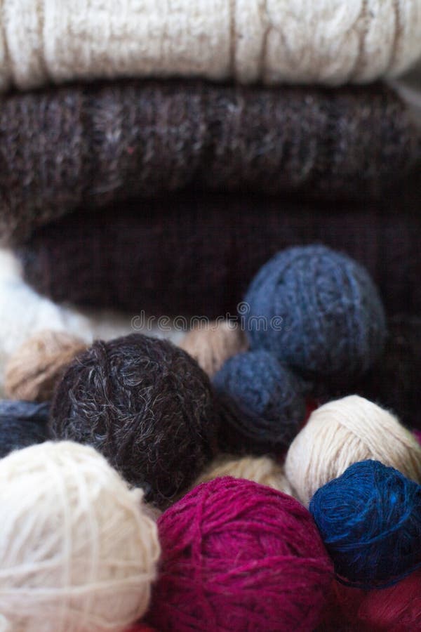 Balls of Wool. Knitted Fabric Stock Photo - Image of jumper, knit ...