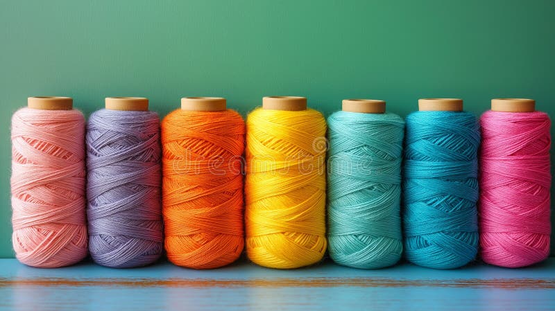 Spools of Threads of Different Bright Colors Stock Photo - Image of ...