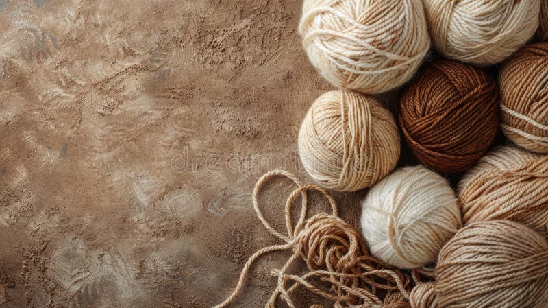Balls of Yarn in Various Neutral Colors on a Textured Background. Stock ...