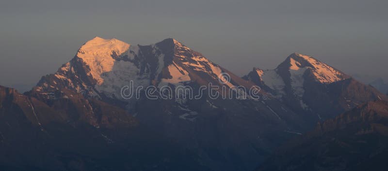 Balmhorn and Rinderhorn at Sunset Stock Image - Image of nature, retro ...
