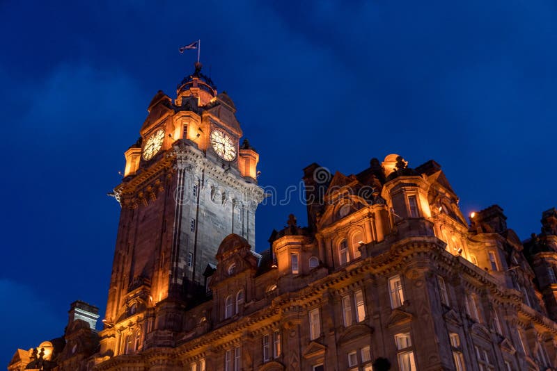 The Balmoral at Blue Hour in Edinburgh Editorial Stock Photo - Image of ...