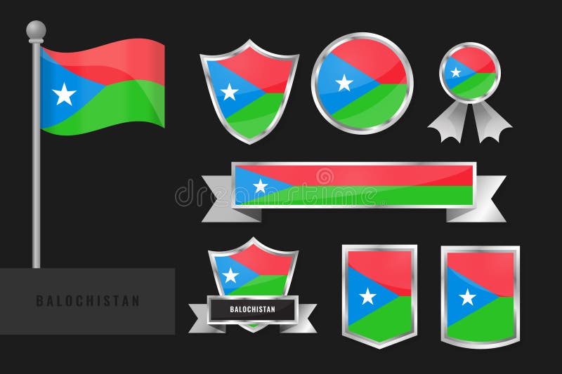 Balochistan Flag Set. Collection of Balochistan National Emblems Stock ...