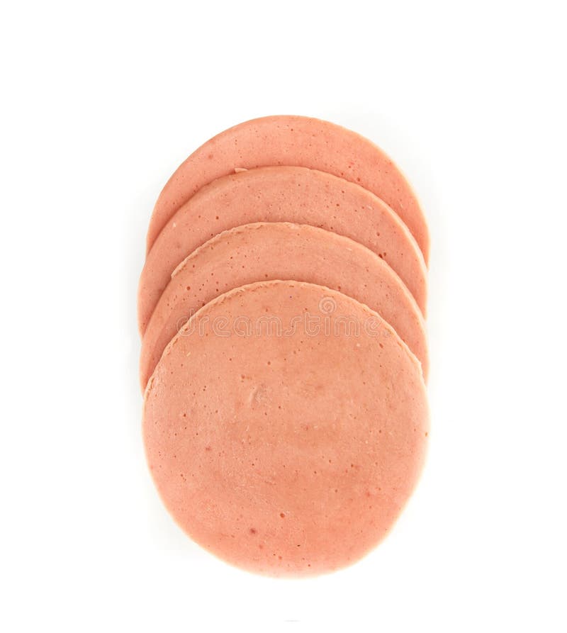 Baloney Sausage Slices on White Stock Image - Image of sliced, chicken ...