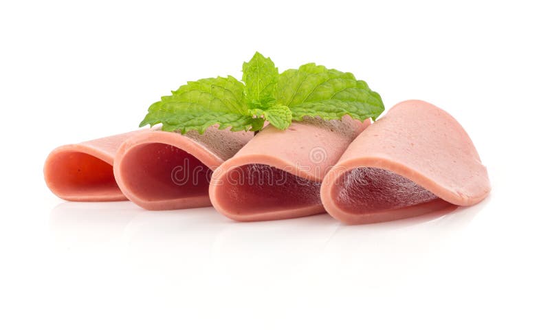 Baloney Sausage on White Background Stock Image - Image of snack ...