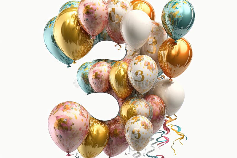 Baloon Bunch in Form of Number 3 Three Isolated on White. Text L Stock ...