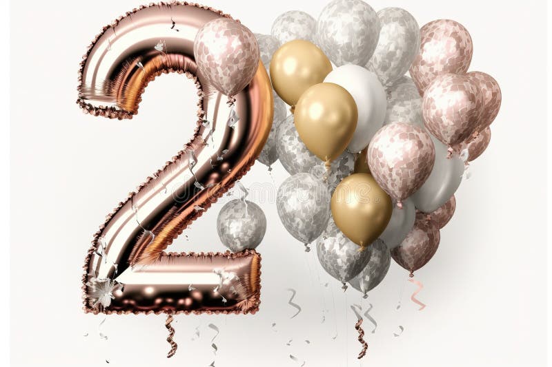 Baloon Bunch in Form of Number 2 Two Isolated on White. Text Let Stock ...