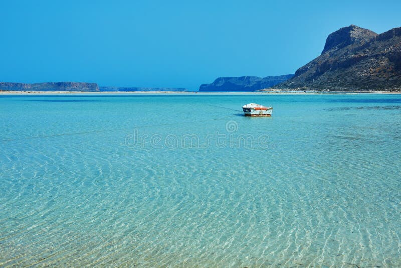 Balos beach, Crete stock photo. Image of blue, boat, mediterranean ...